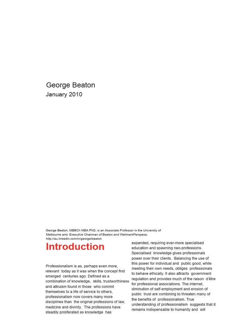 Why_Professionalism_is_still_Relevant_Beaton_WIP | PDF | Profession | Guild