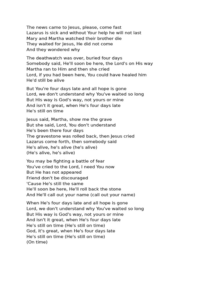 Four Days Late Lyrics | PDF