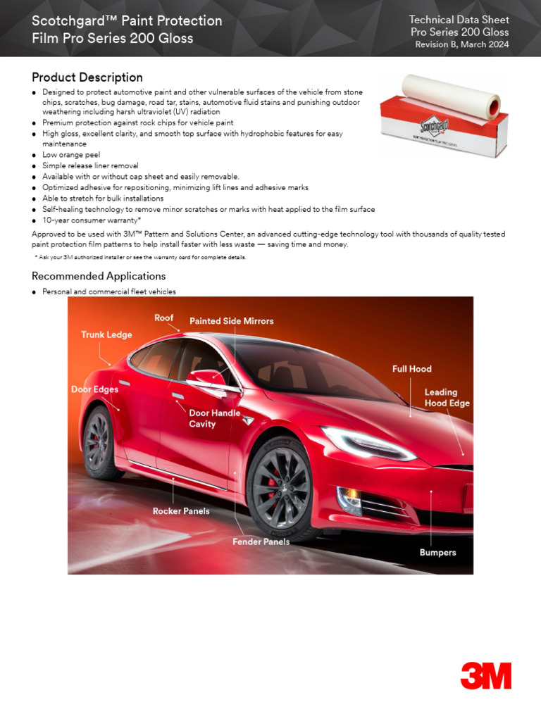 Scotchgard Paint Protection Film Pro Series 200 Gloss Product Bulletin ...