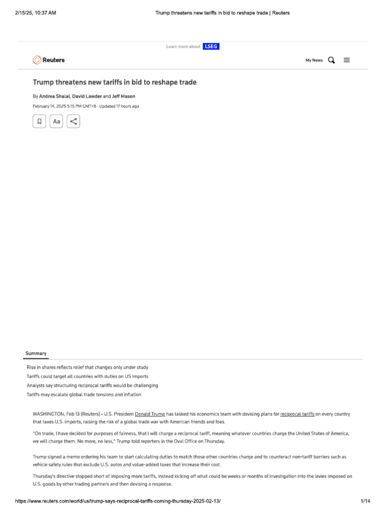 Tarrif Update 1 | PDF