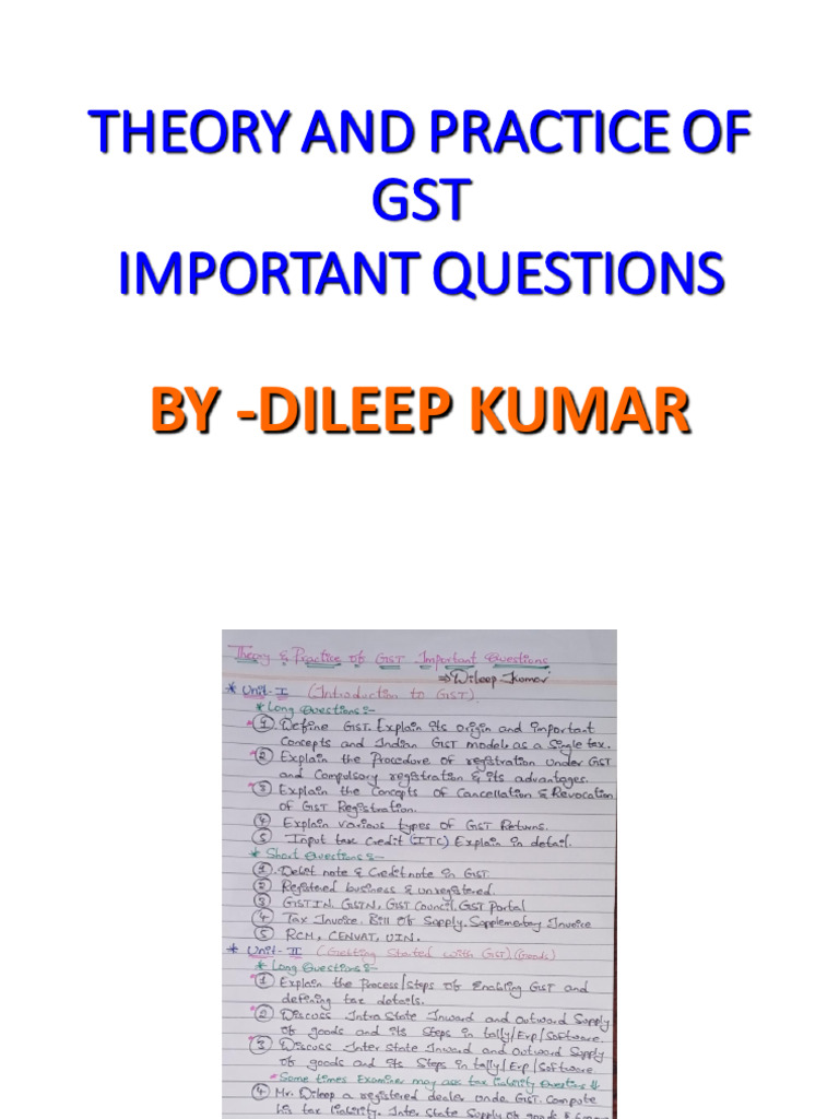 GST Theory and Practice: Key Questions | PDF