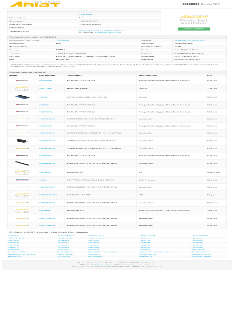 Details PDF: Image Part Number Description Manufacturer Qty | PDF ...