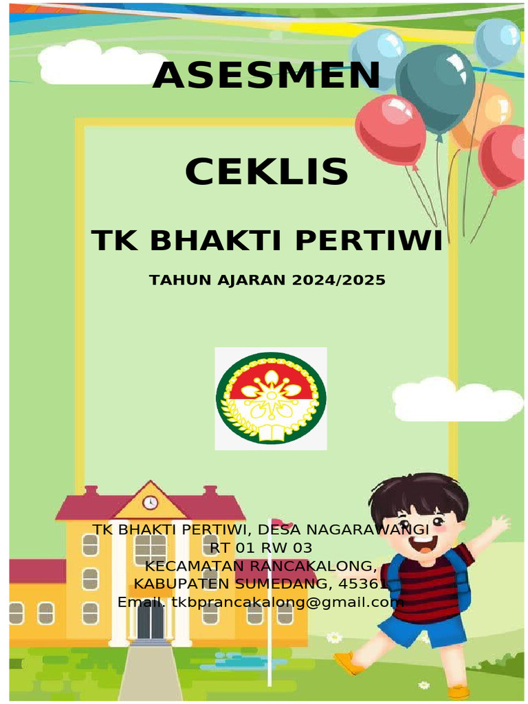 Ceklis Asesmen TK Bhakti Pertiwi 2024 | PDF