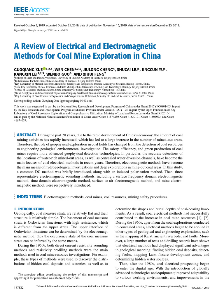 A Review of Electrical and Electromagnetic Methods For Coal Mine ...