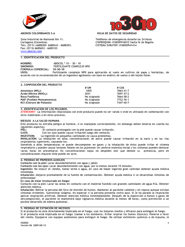 10-30-10 Abocol 20146299500 | PDF | Fertilizante | Agua