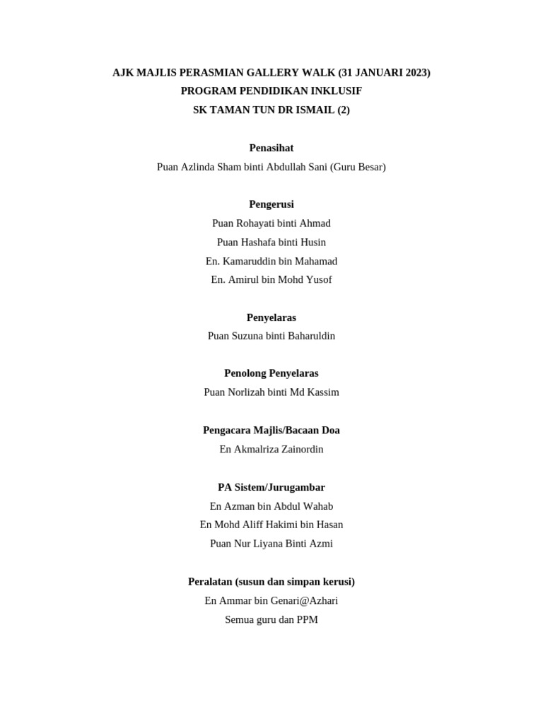 AJK Majlis Perasmian Gallery Walk | PDF