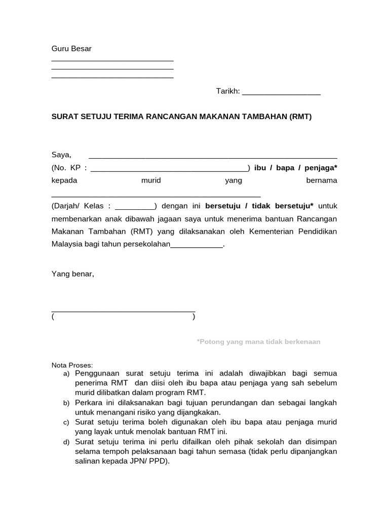 Surat Setuju Ibu Bapa 1 | PDF