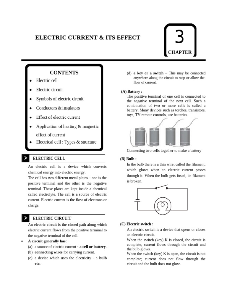 Electric Current - Its Effect | PDF | Electric Current | Electricity
