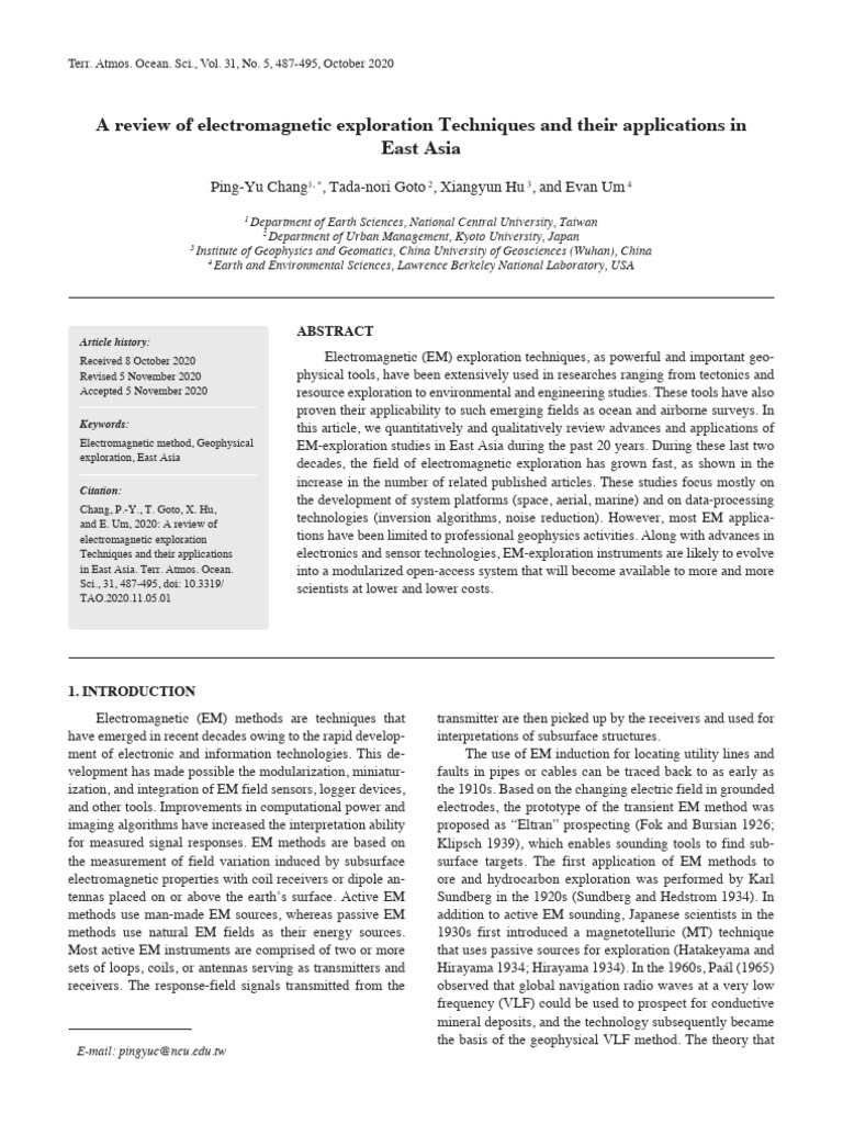 A Review of Electromagnetic Exploration Techniques and Their ...