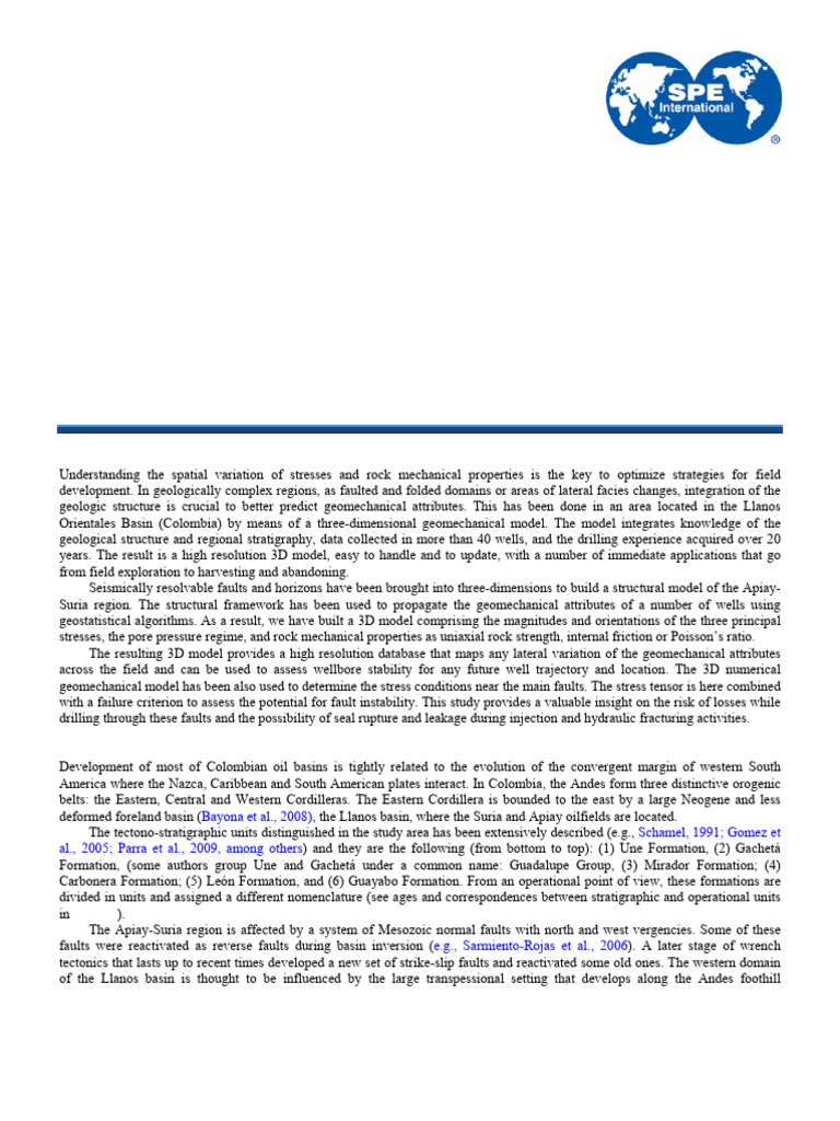 Drilling - 3D Geomechanical Modeling For The Apiay and Suria Oil Fields ...