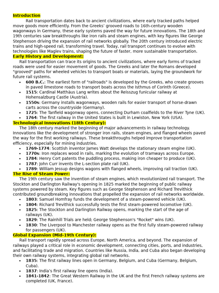 The Evolution of Rail Transportation | PDF | Rail Transport | Train