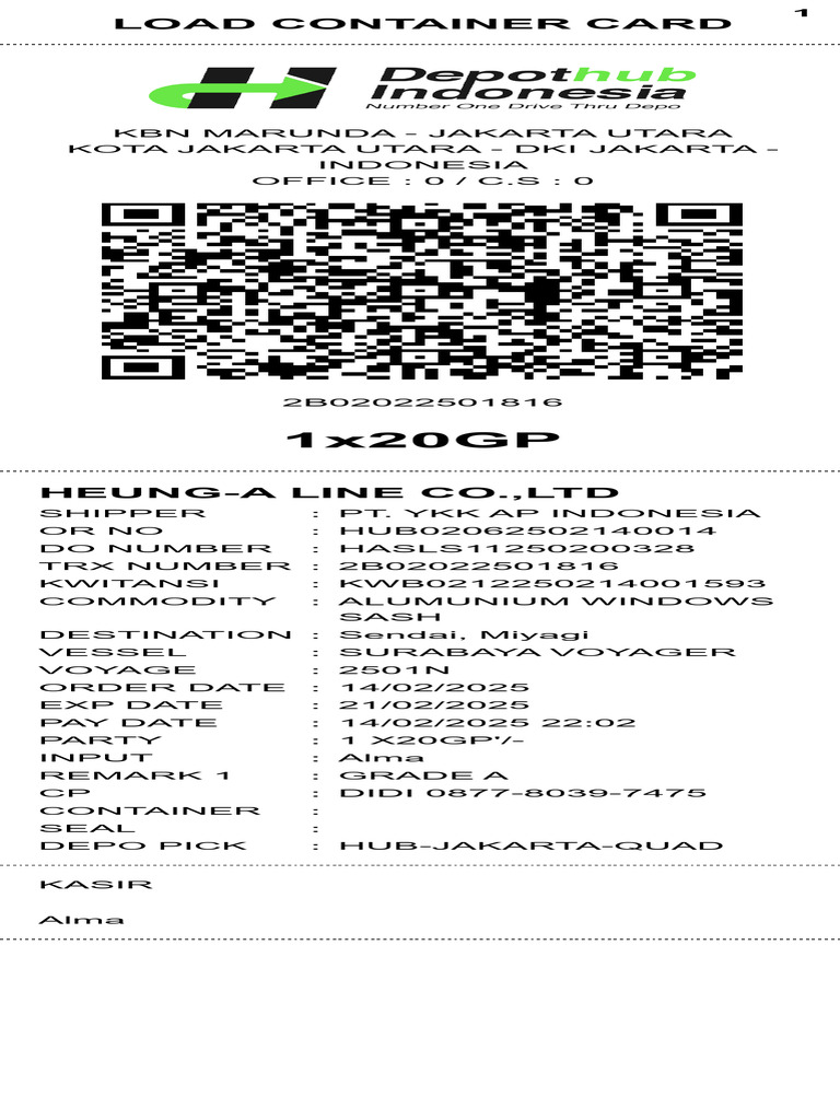 Bon Muat Hasls11250200328 | PDF