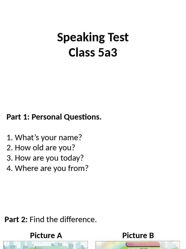 5a3 speaking test | PDF