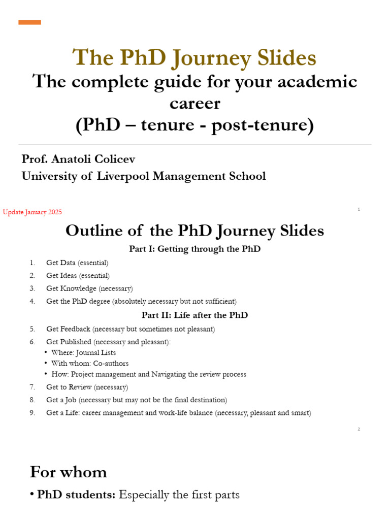 The PHD Journey Slide Anatoli Colicev | PDF | Doctor Of Philosophy | Thesis