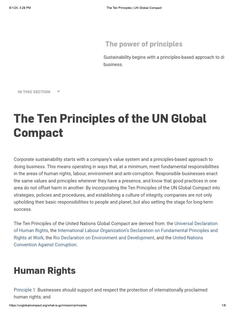 10 Principles of The UN Global Compact For Business - UN Global Compact ...
