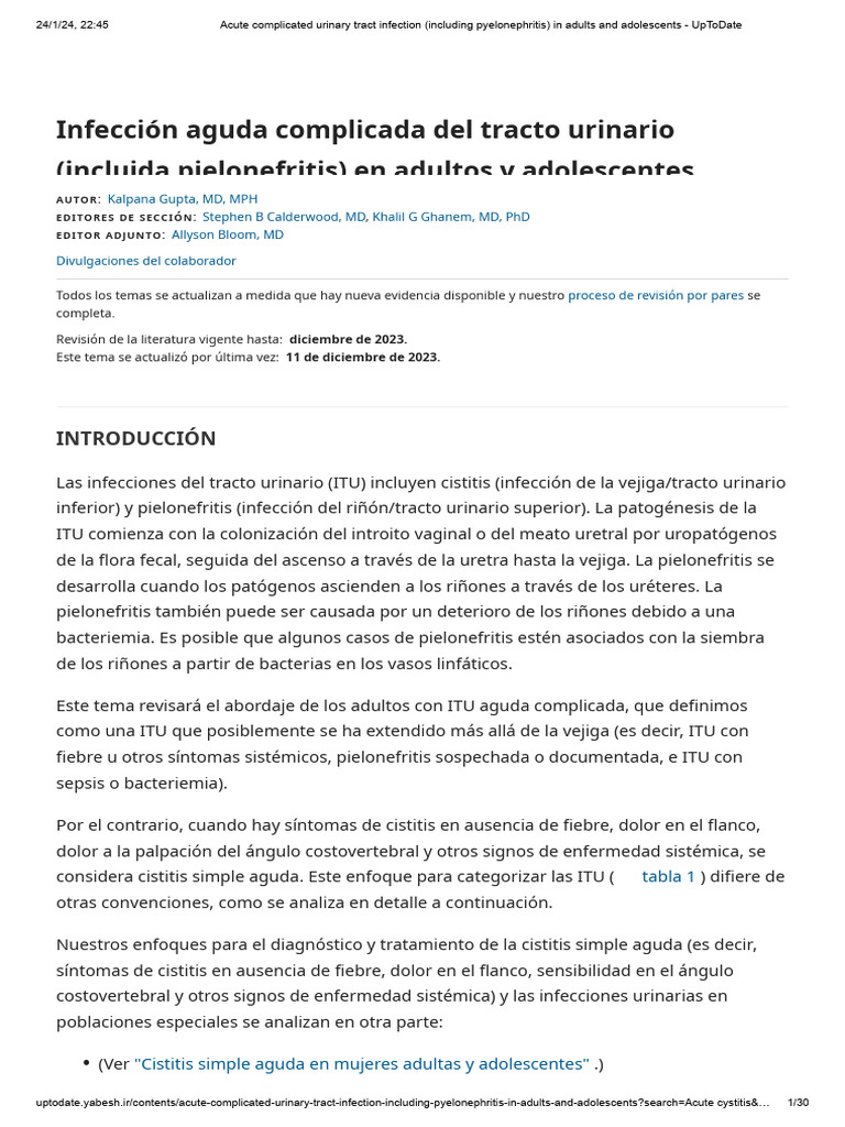 Acute Complicated Urinary Tract Infection (Including Pyelonephritis) in ...
