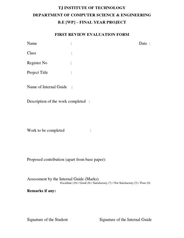 Final Year Project Evaluation Form | PDF | Computers