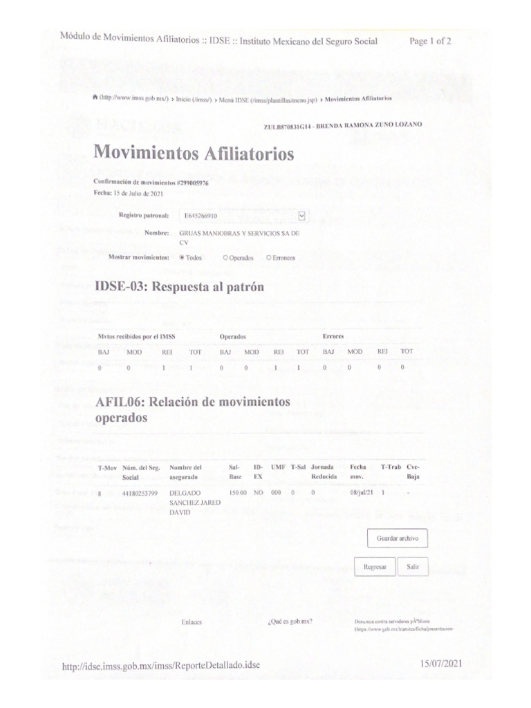Alta Imss Jared Delgado | PDF