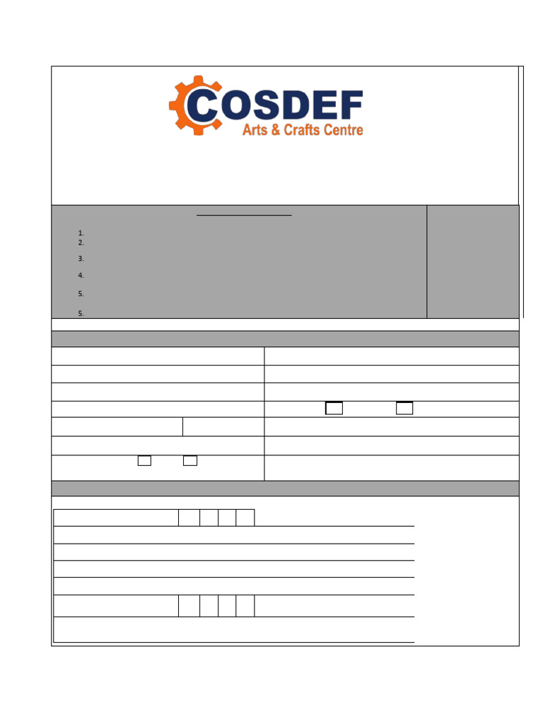 COSDEF Arts and Craft Centre Application Form 2024 Short Courses | PDF ...
