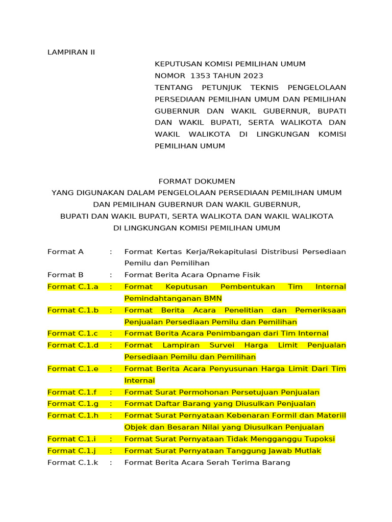 Format Dokumen Pd Lampiran Kep 1353 | PDF