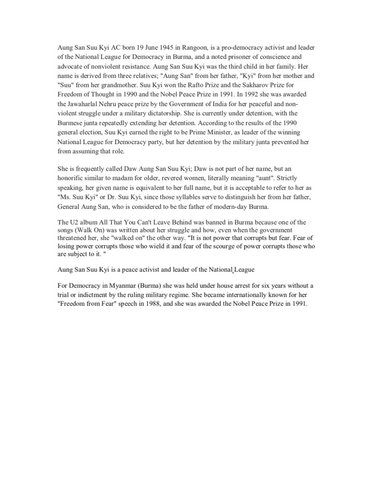 Aung San Suu Kyi | PDF