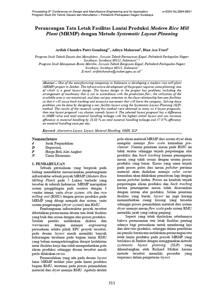 Perancangan Tata Letak Lantai Produksi Modern Rice Mill Plant | PDF