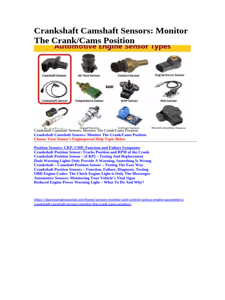 Crankshaft & Camshaft Sensors Guide | PDF