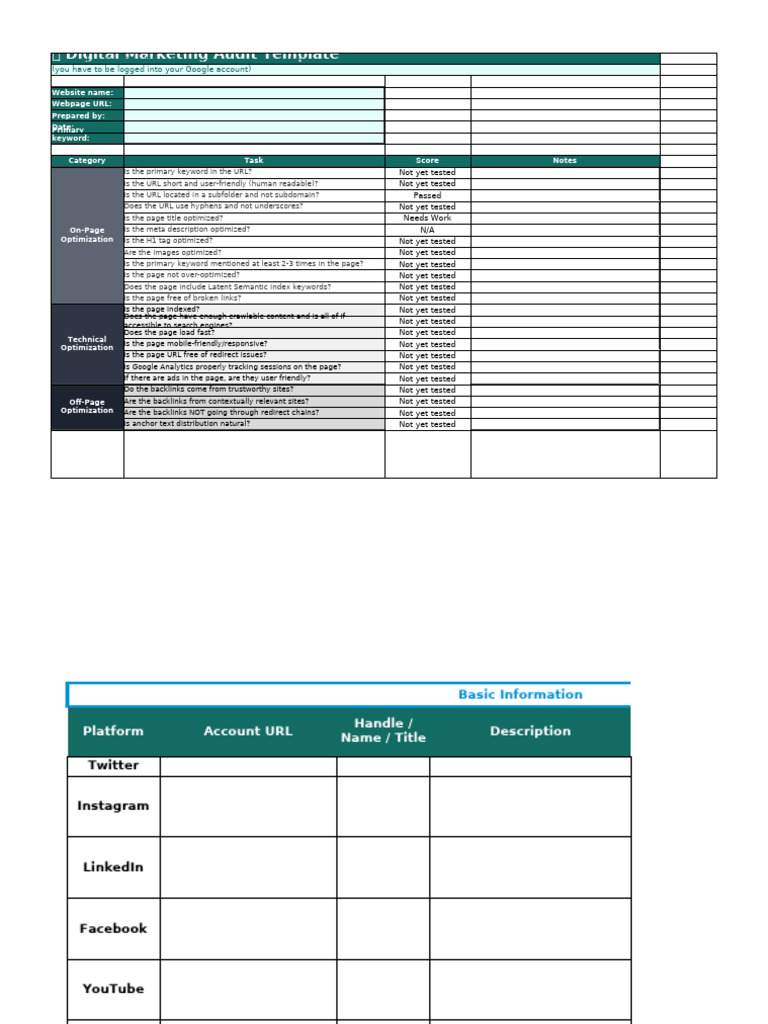 Template 128 - Digital Marketing Audit Template | PDF | Search Engine ...