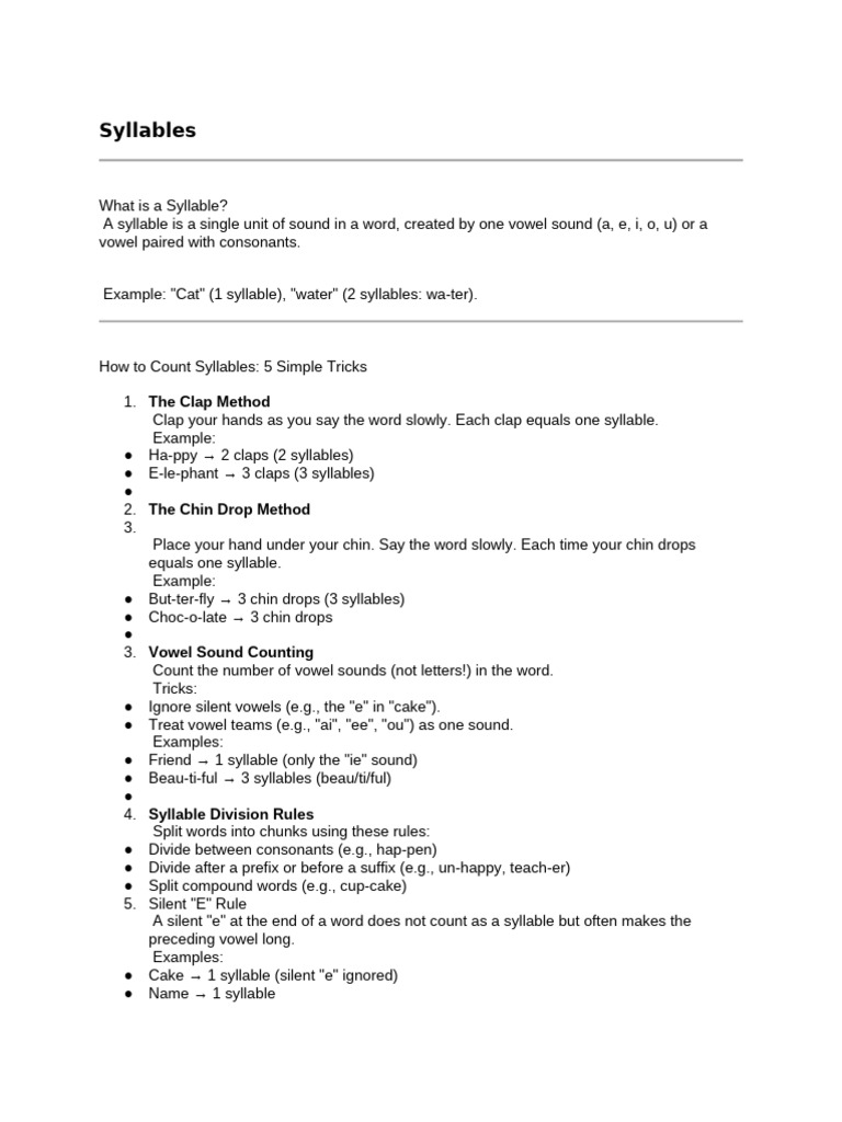 Syllables of English Language | PDF