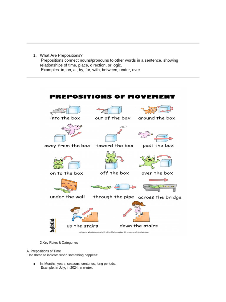 Prepositions of English language | PDF | Grammar | Languages