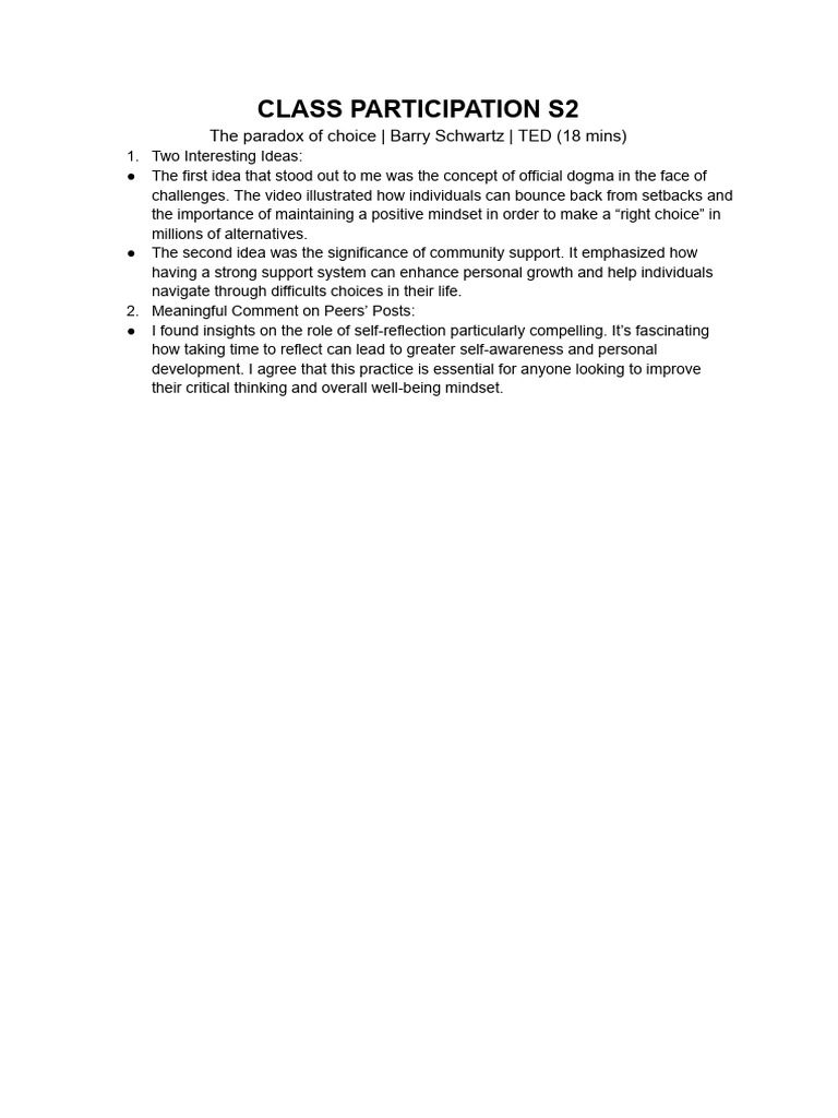 Class Participation s2 | PDF