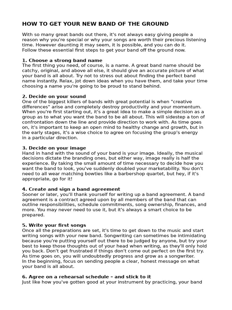 How To Get Your Band Off The Ground | PDF