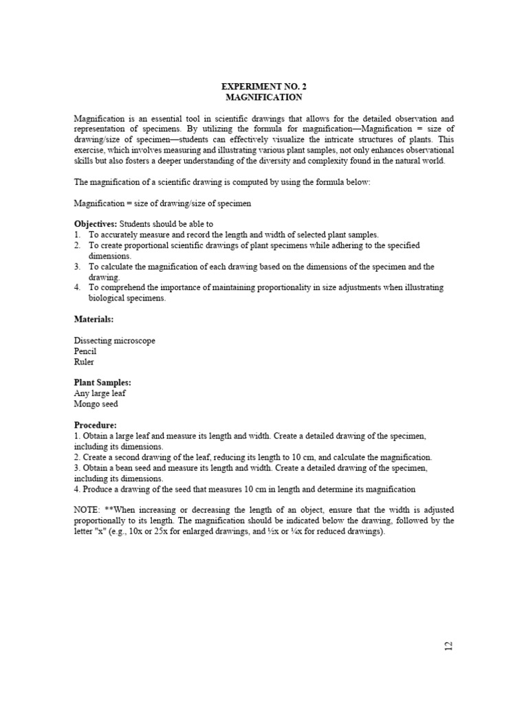 Exp. 2 - Magnification | PDF | Drawing | Length