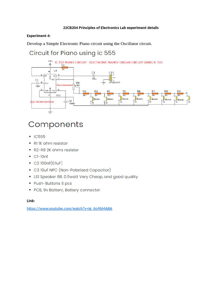 Electronics Lab Experiments Overview | PDF