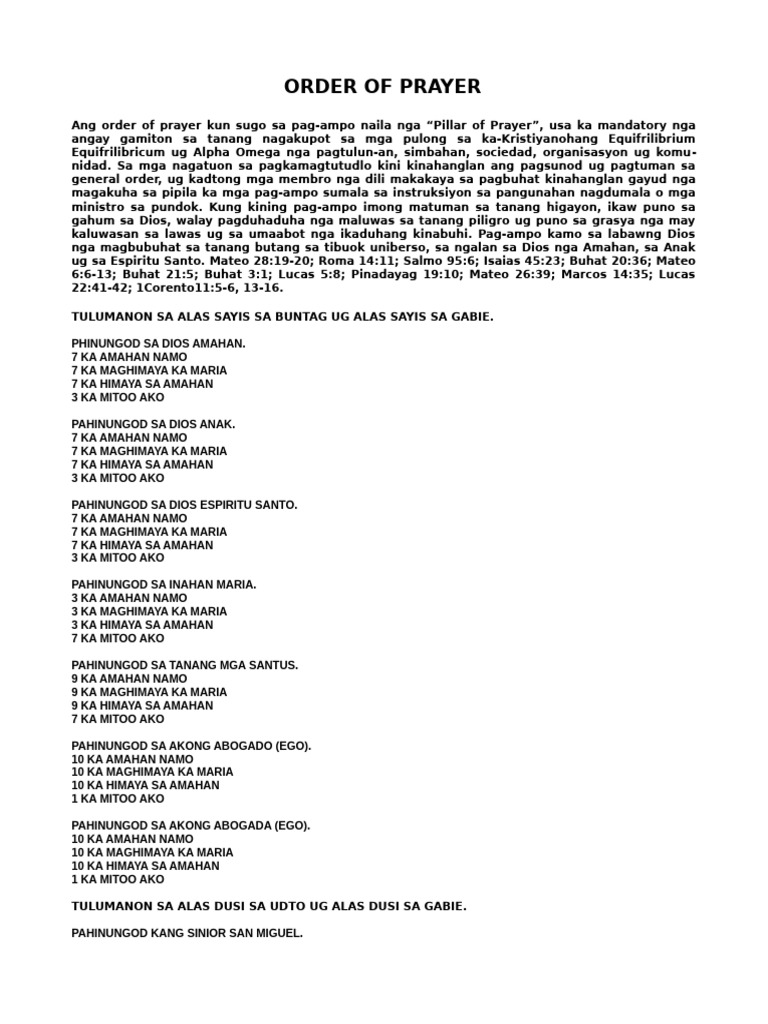 Order of Prayer | PDF