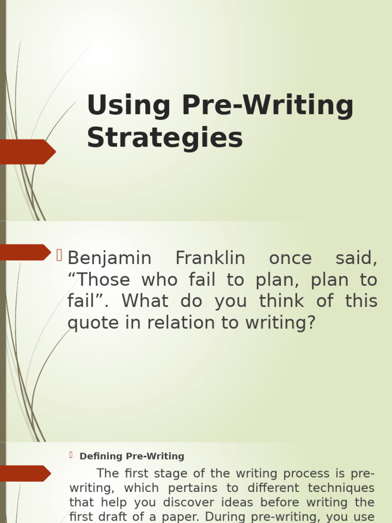 Using Pre Writing Strategies | PDF