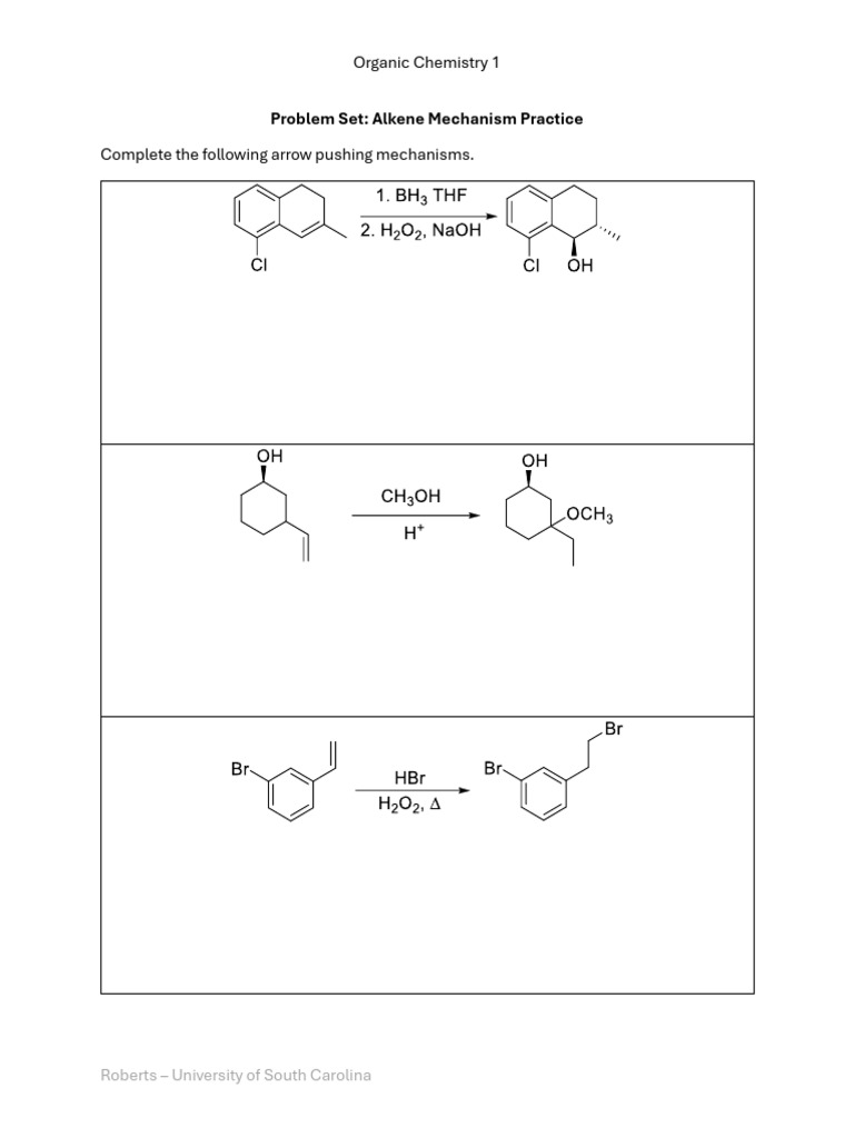 Alkene Mechanism Practice | PDF