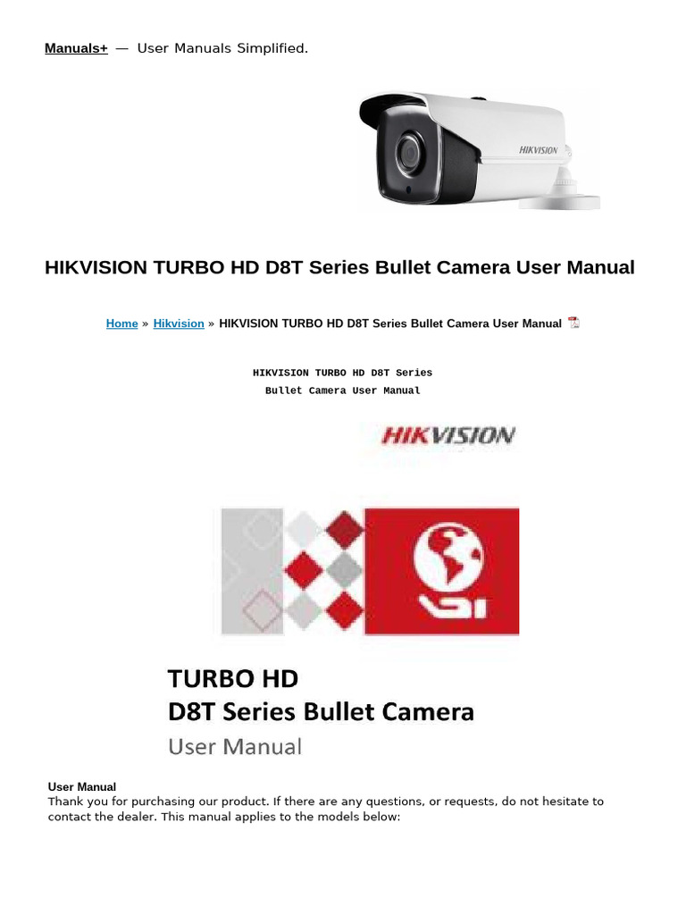 HIKVISION D8T Bullet Camera Manual | PDF | Drill | Screw