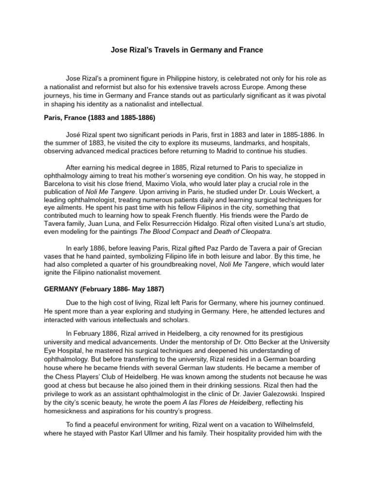Jose Rizal in Paris and Germany | PDF | Cost Of Living