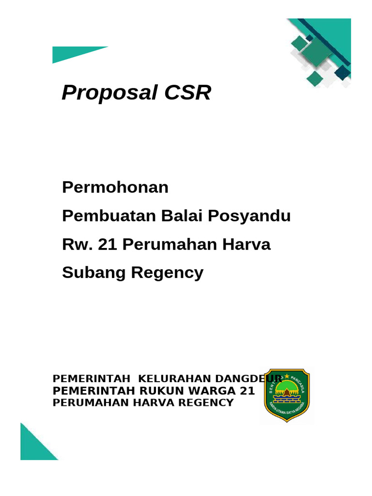 Proposal Pembuatan Balai Posyandu RW 21 | PDF
