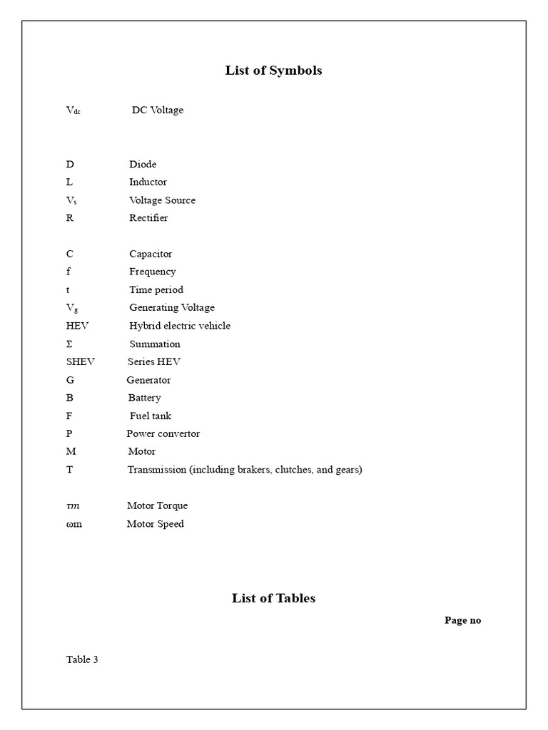 List of Symbols | PDF