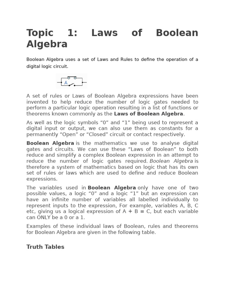 DLD Boolean Algebra Complete | PDF | Logic Gate | Boolean Algebra