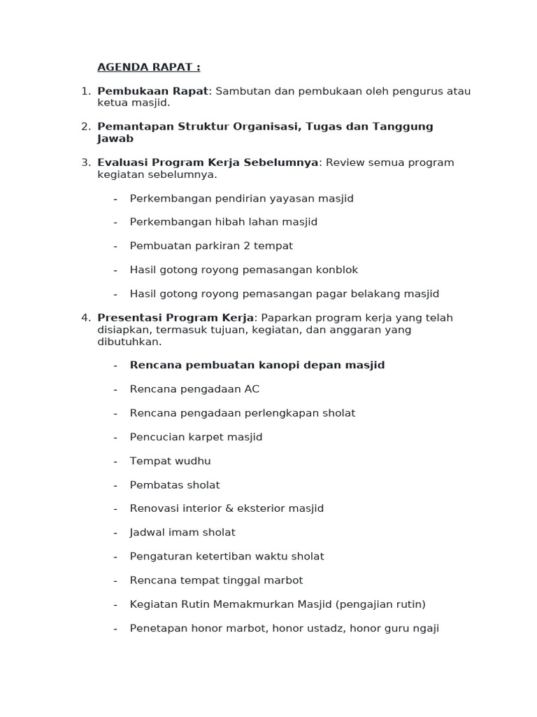 Agenda Rapat 29-01-2025 | PDF