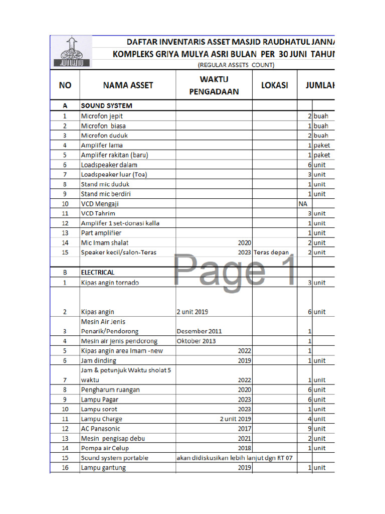 Daftar Inventaris | PDF