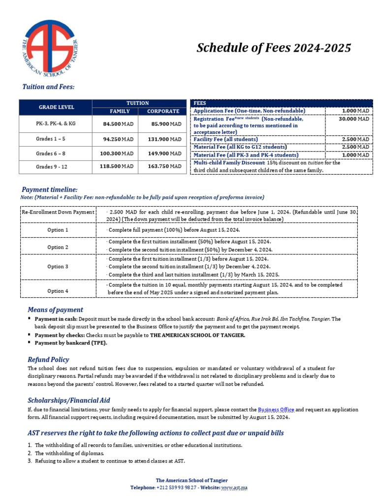 Fees_SY_2024_2025_v2 | PDF | Tuition Payments | Payments