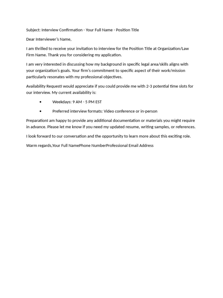 Interview Confirmation for Position Title | PDF