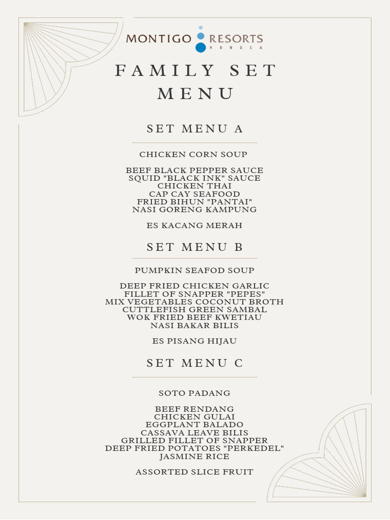 Family Set Menu Options | PDF