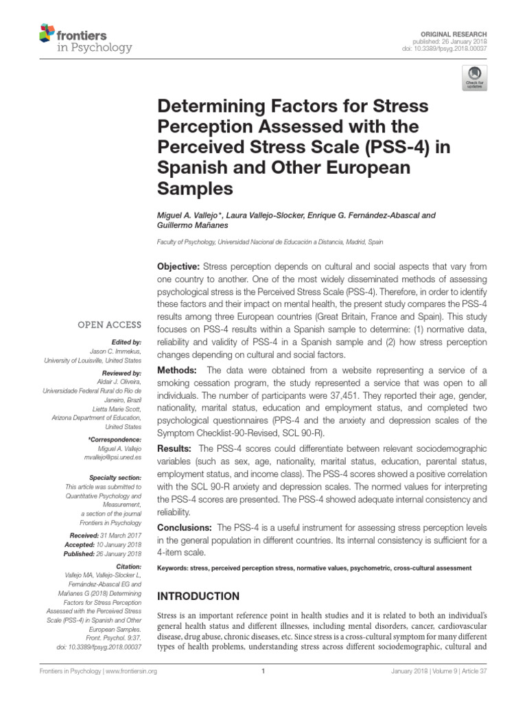 Determining Factors For Stress Perception Assessed | PDF | Factor ...