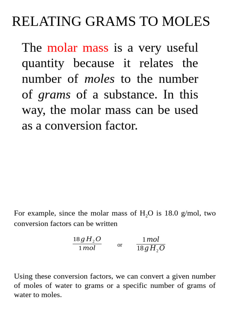 Relating Grams To Moles 1 | PDF | Mole (Unit) | Quantity