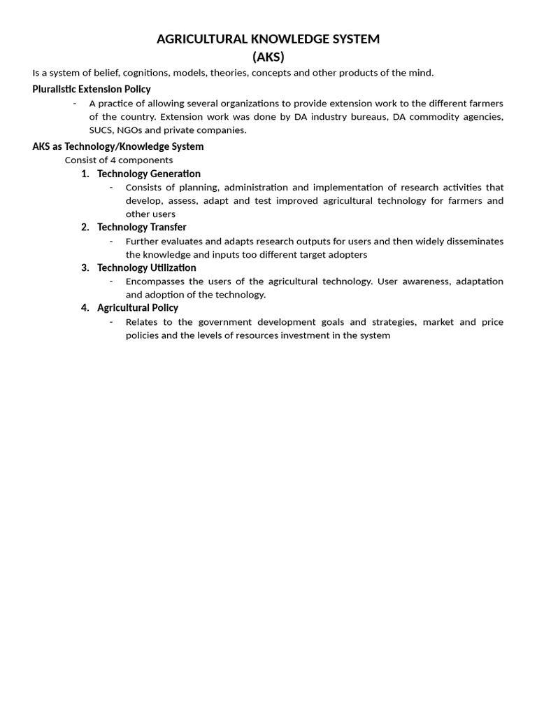 Agricultural Knowledge System Lecture 4 | PDF